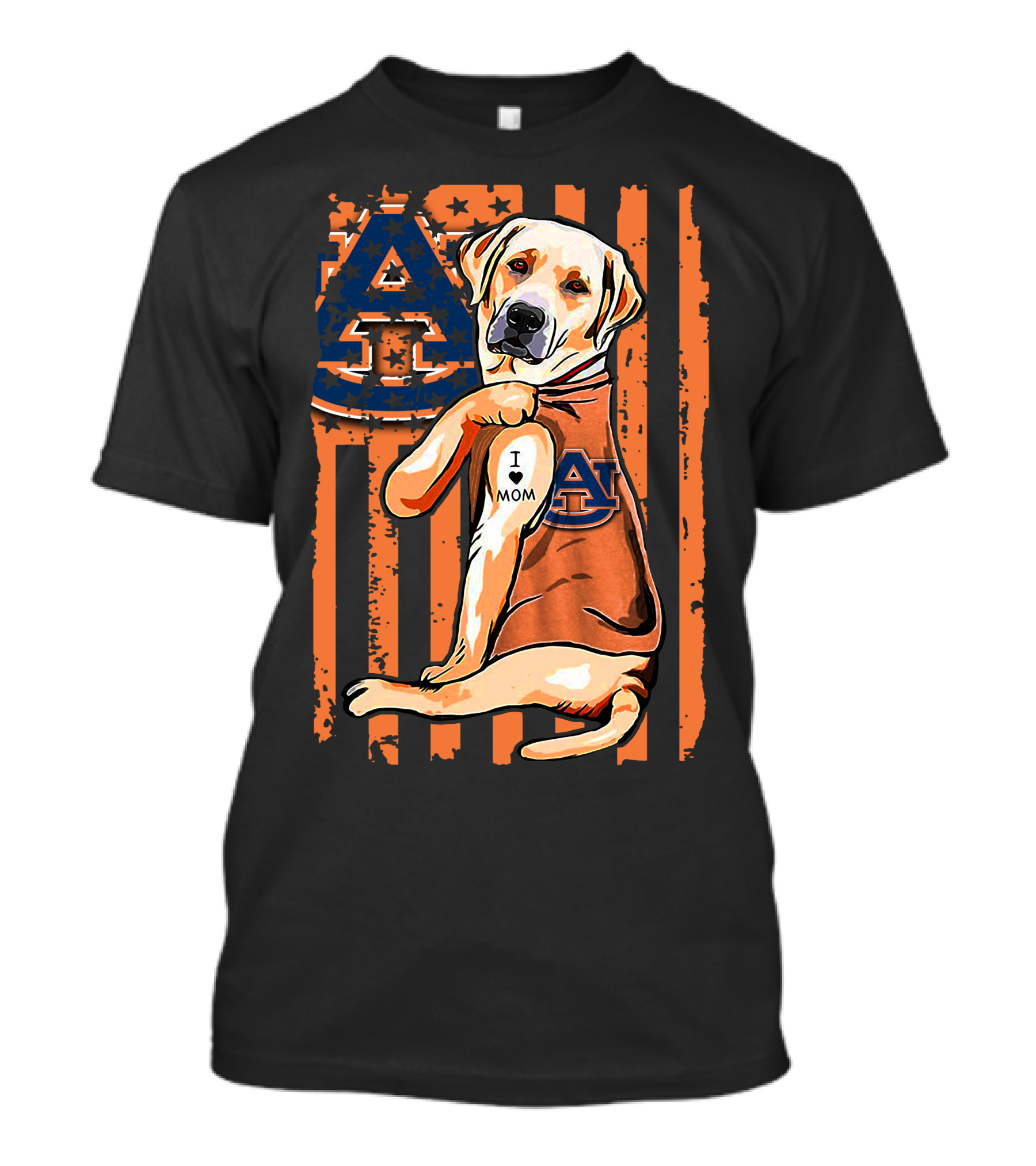 Labrador Retriever I Love Mom Auburn Tigers T-Shirt