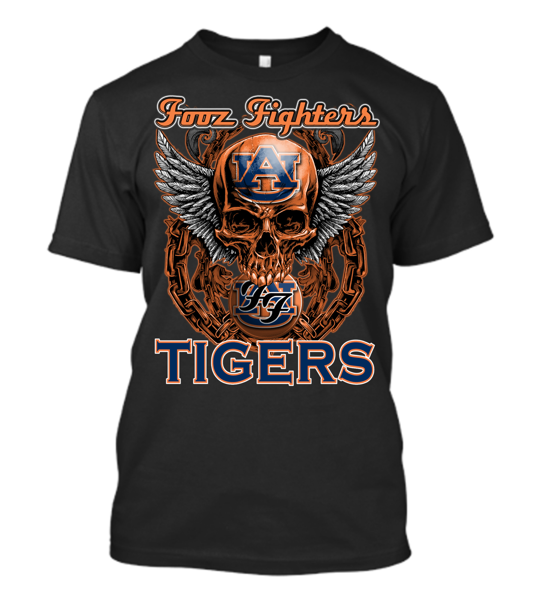 Fooz Fighters Auburn Tigers Winged Skull Iconic AU T-Shirt