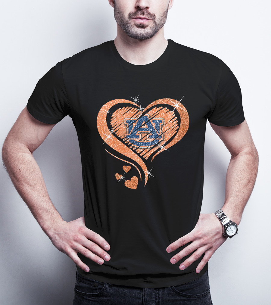 Auburn Tigers Glitter Heart T-Shirt