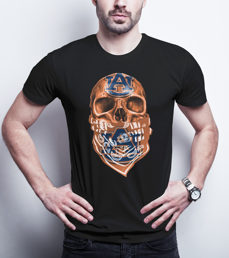Auburn Tigers Skull Bandana T-Shirt