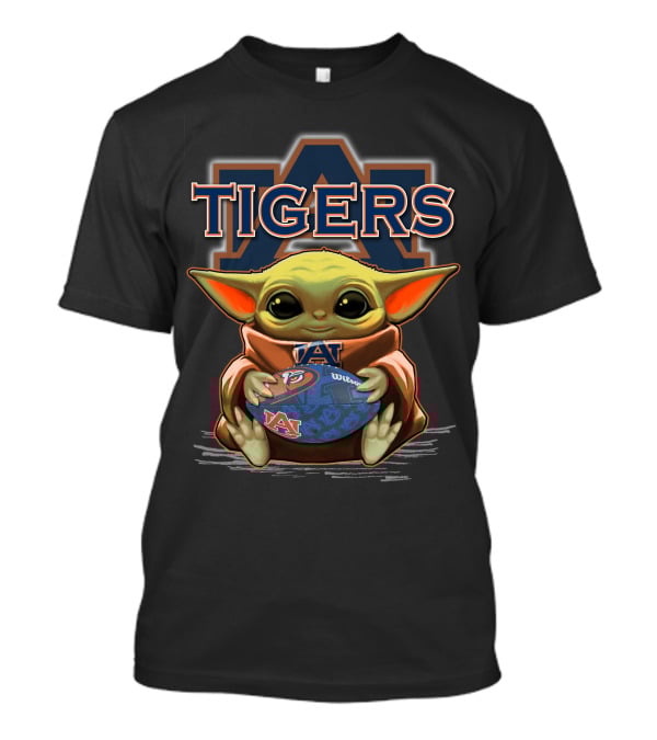Auburn Tigers Yoda Holding Football Player T-Shirt