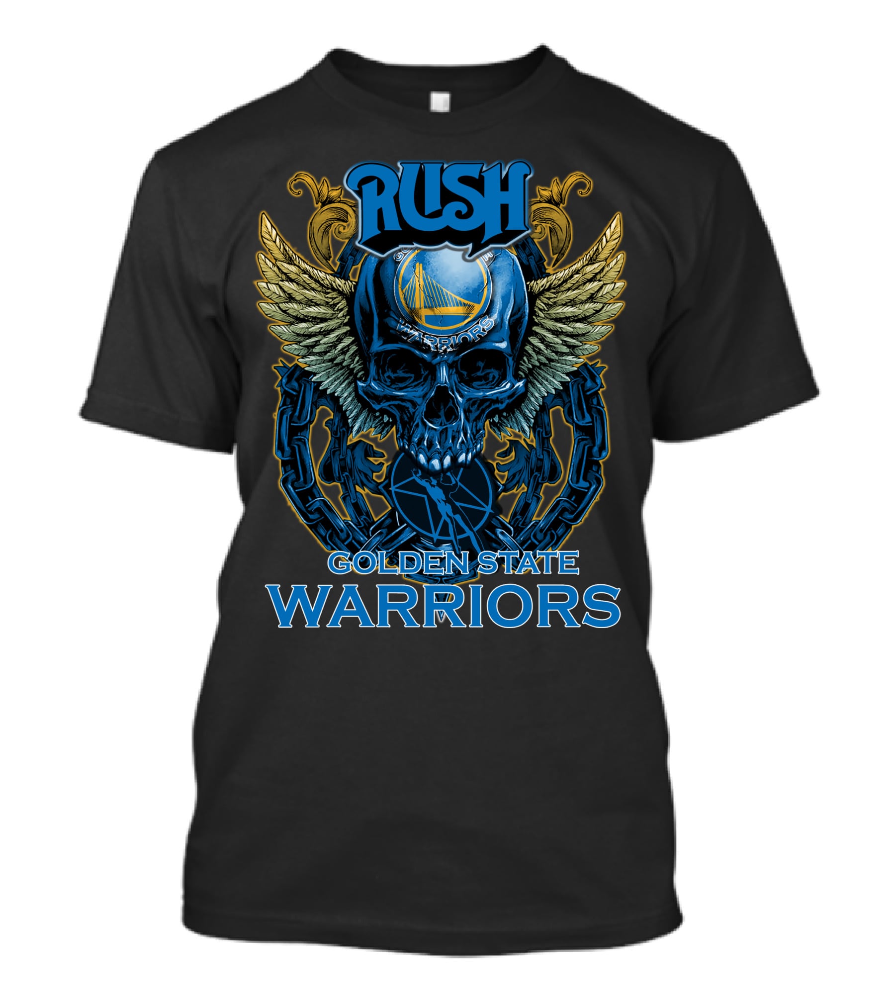 Rush Golden State Warriors Skull Wings Shield T-Shirt
