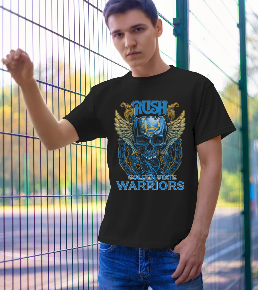 Rush Golden State Warriors Skull Wings Shield T-Shirt