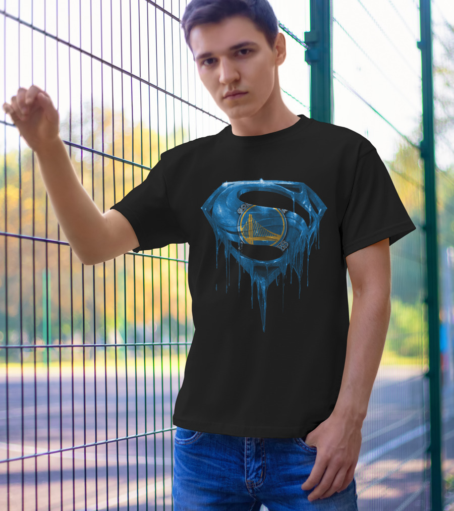 Golden State Warriors Superman Logo Dripping Effect T-Shirt