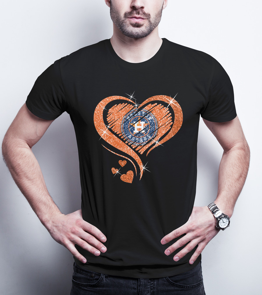 Houston Astros Glitter Heart Diamond T-Shirt