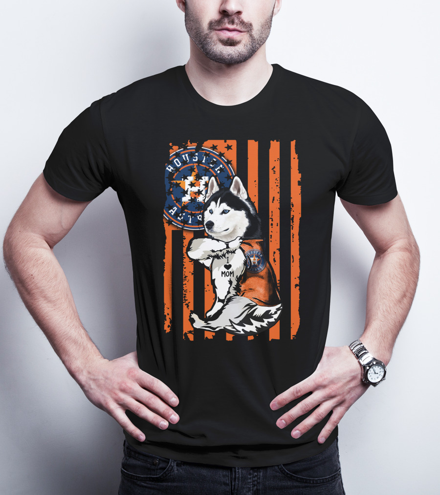 Siberian Husky Houston Astros Mom Flag T-Shirt