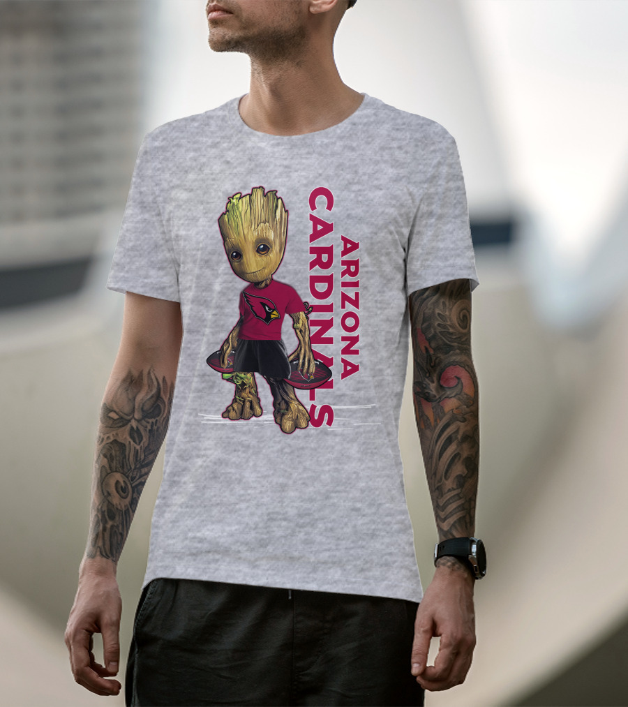 Groot Arizona Cardinals NFL Fan Art With Team Logo And Character T-Shirt