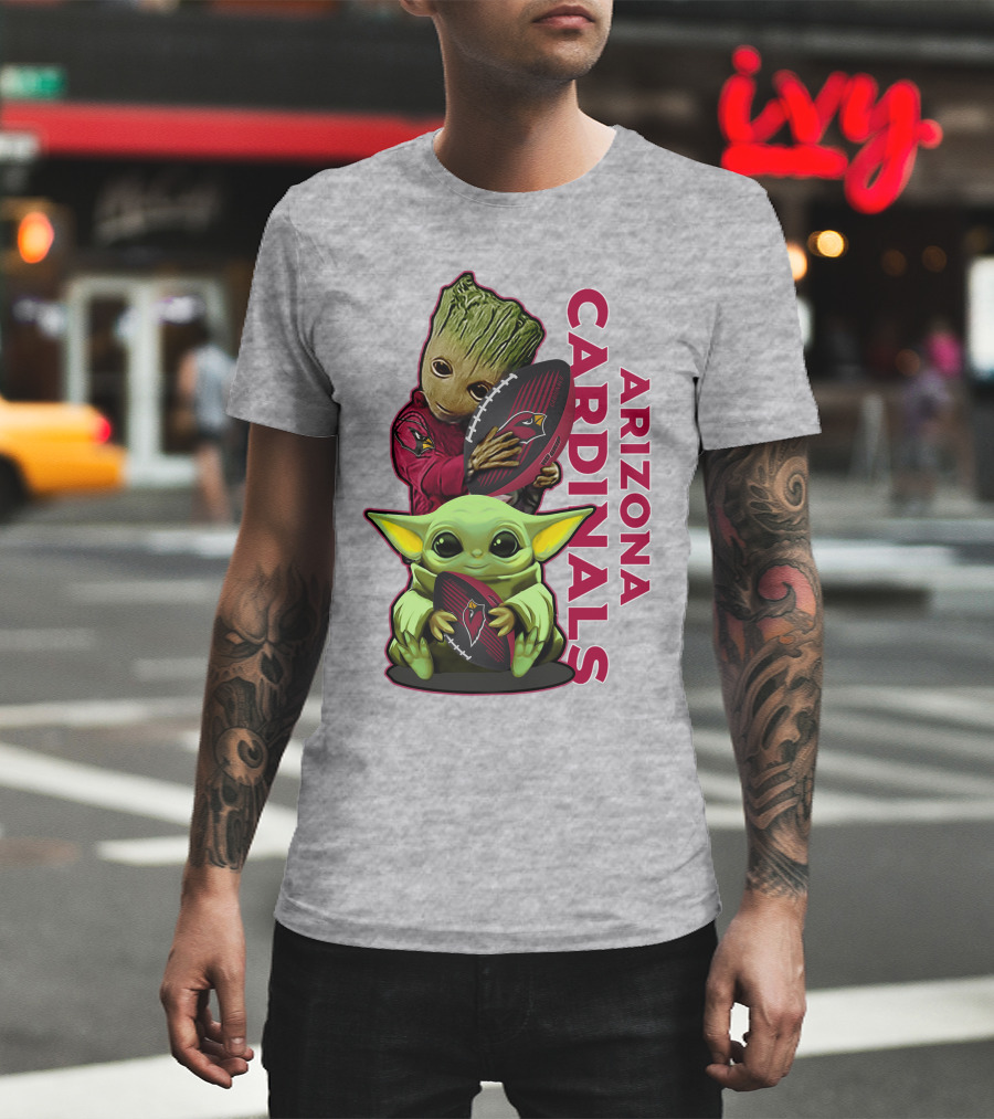 Grzd Arizona Cardinals Groot Baby Yoda Football T-Shirt