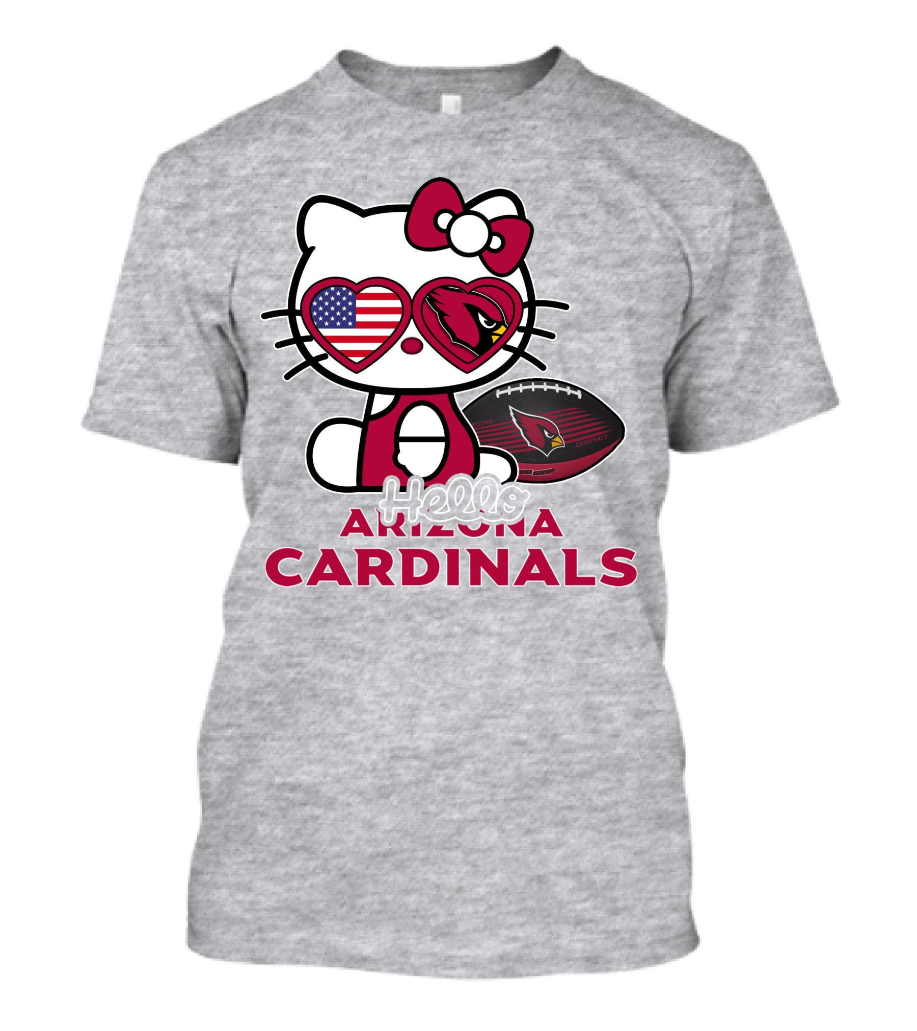 Hello Kitty Arizona Cardinals American Flag Football T-Shirt