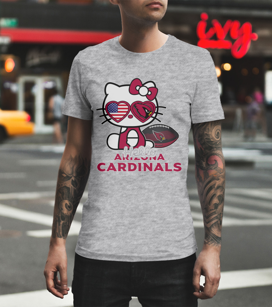 Hello Kitty Arizona Cardinals American Flag Football T-Shirt
