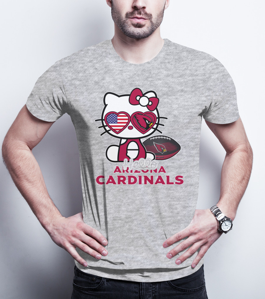 Hello Kitty Arizona Cardinals American Flag Football T-Shirt