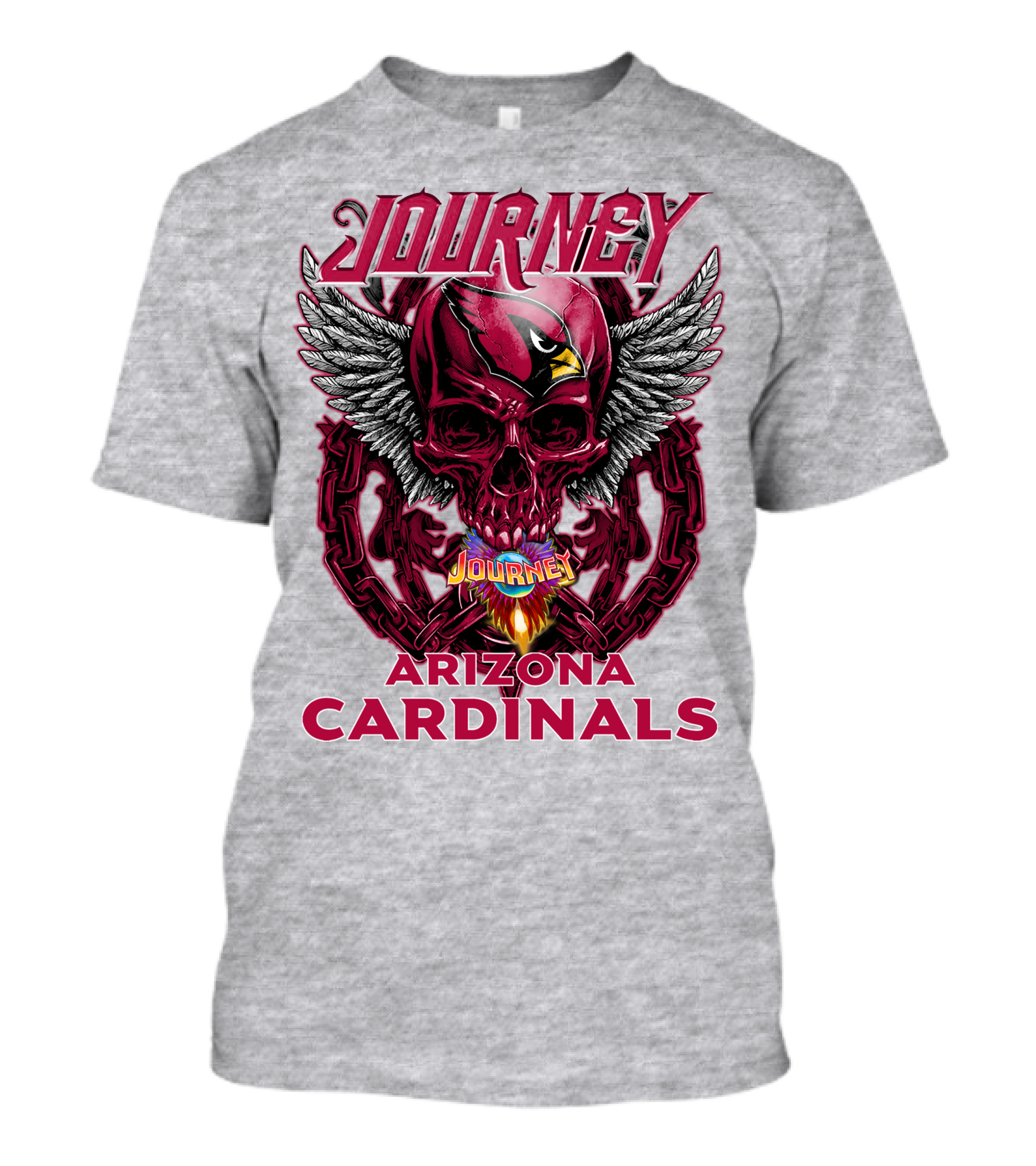 Journey Arizona Cardinals Skull Wings Flame T-Shirt