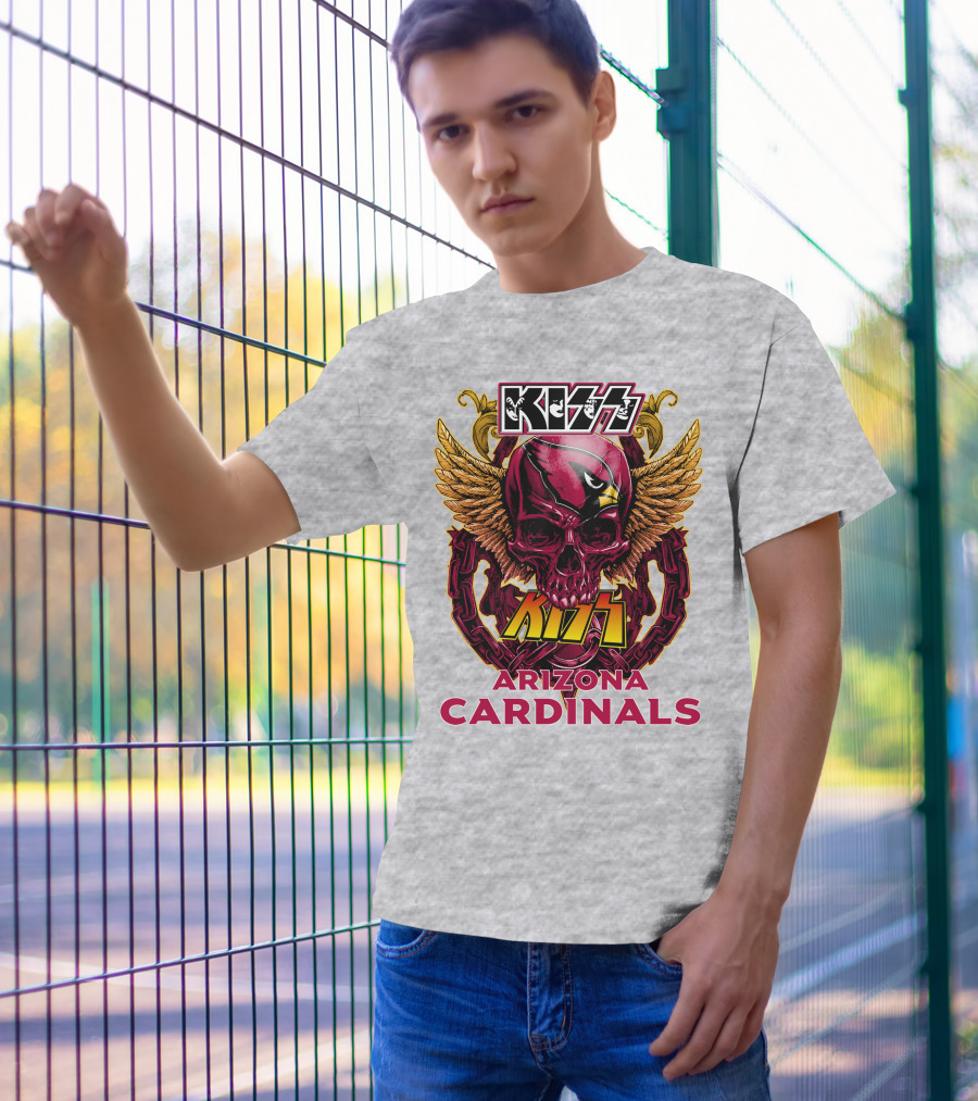 Kiss Arizona Cardinals Skull Wings T-Shirt