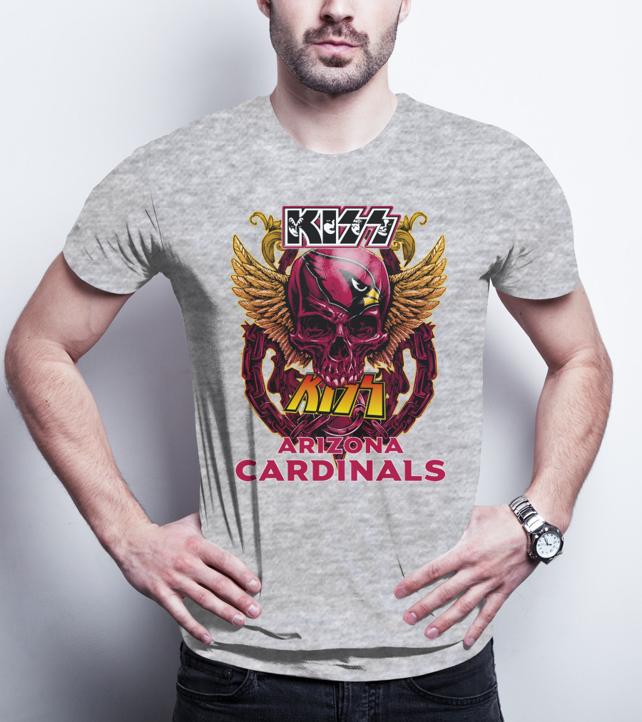 Kiss Arizona Cardinals Skull Wings T-Shirt