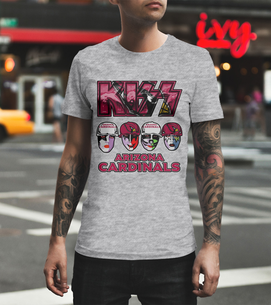 Kiss Arizona Cardinals Rock Band Helmet Faces T-Shirt