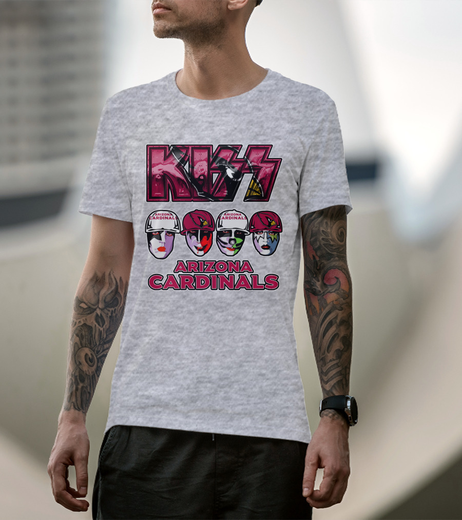 Kiss Arizona Cardinals Rock Band Helmet Faces T-Shirt