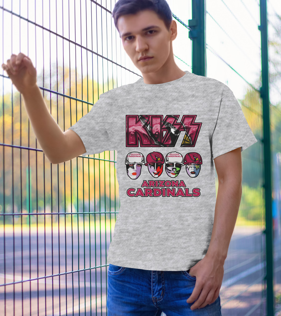 Kiss Arizona Cardinals Rock Band Helmet Faces T-Shirt