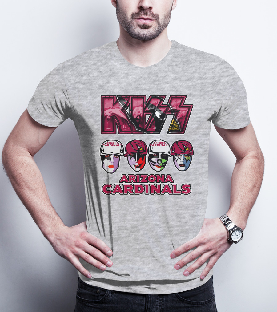 Kiss Arizona Cardinals Rock Band Helmet Faces T-Shirt