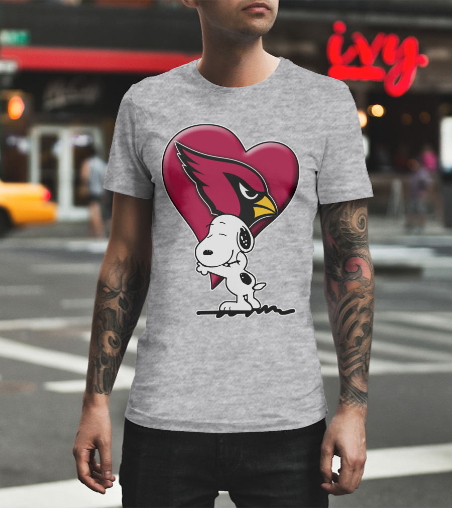 Snoopy Hugging Arizona Cardinals Heart T-Shirt