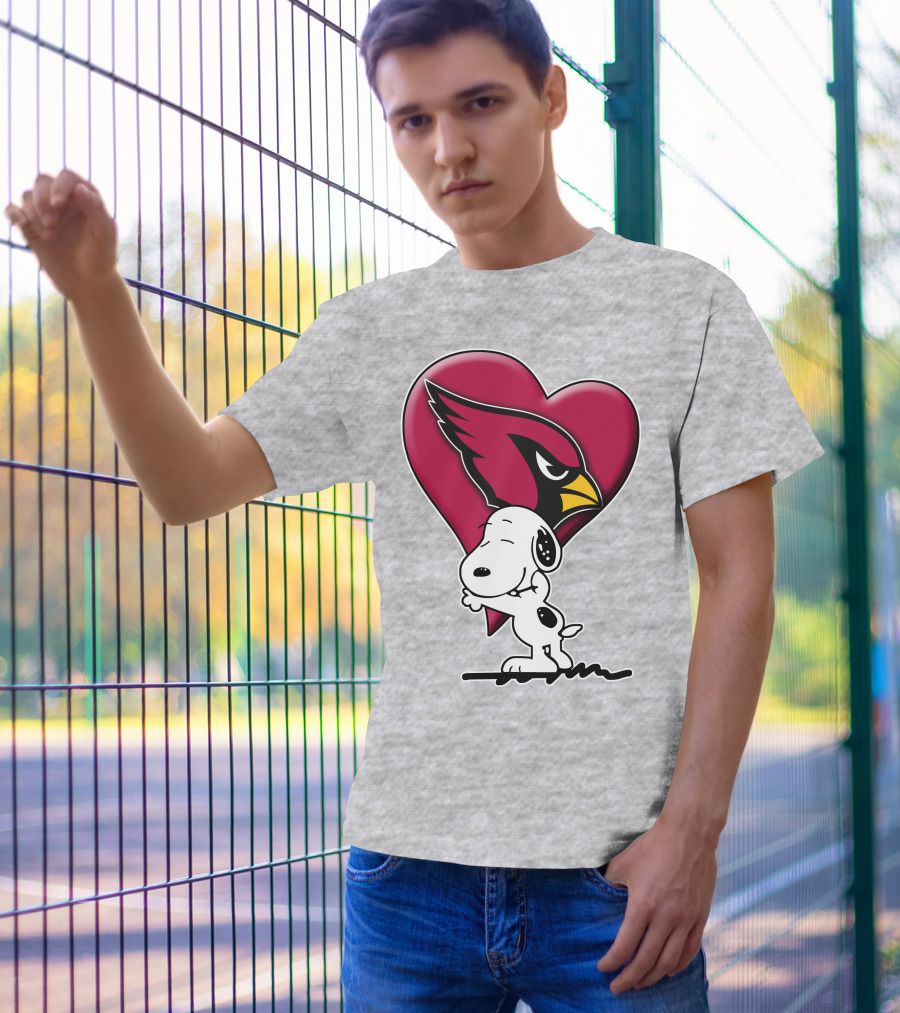 Snoopy Hugging Arizona Cardinals Heart T-Shirt