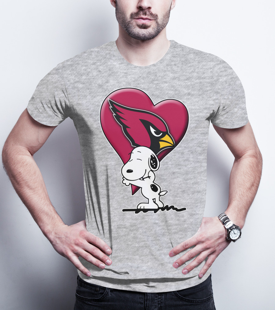 Snoopy Hugging Arizona Cardinals Heart T-Shirt