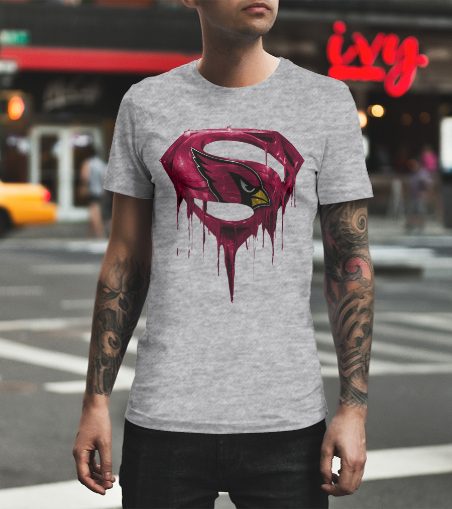 SPM Arizona Cardinals Dripping Super Hero Emblem T-Shirt