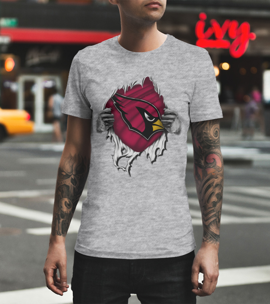 Torn Arizona Cardinals Logo Revealing Hidden Strength T-Shirt