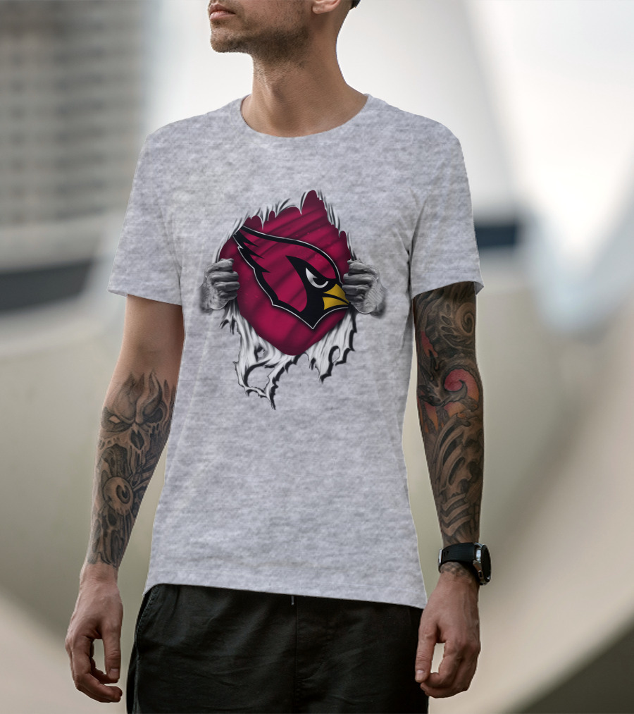 Torn Arizona Cardinals Logo Revealing Hidden Strength T-Shirt