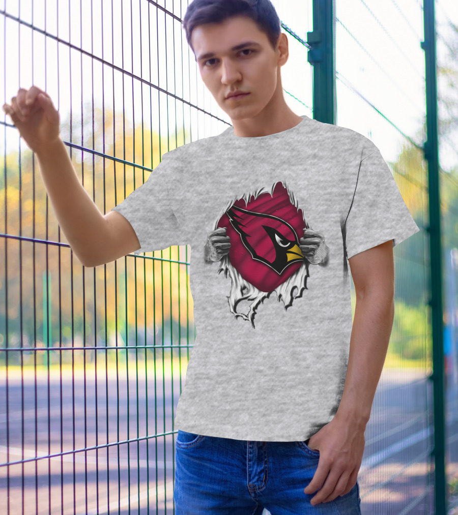 Torn Arizona Cardinals Logo Revealing Hidden Strength T-Shirt