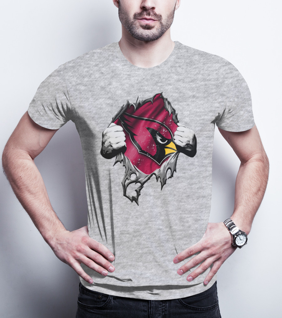 Torn Arizona Cardinals Logo With Ripped Effect And Aggressive Mascot Burst T-Shirt
