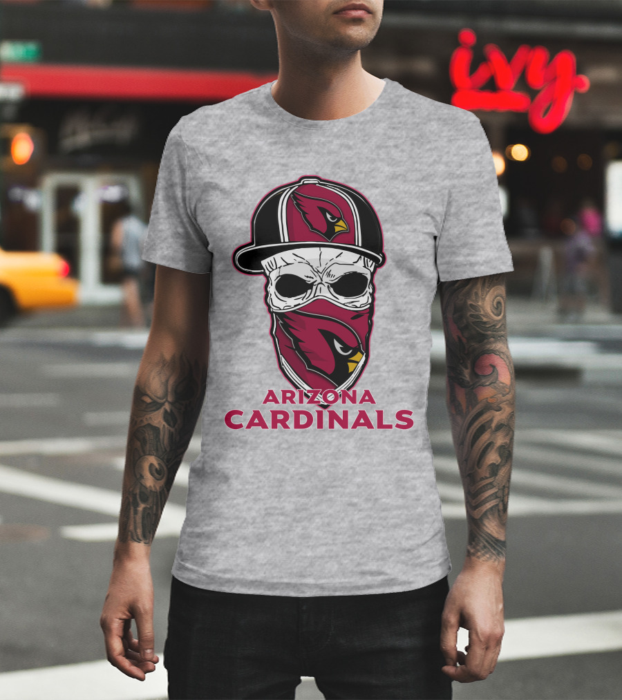 Arizona Cardinals Skull Hat T-Shirt
