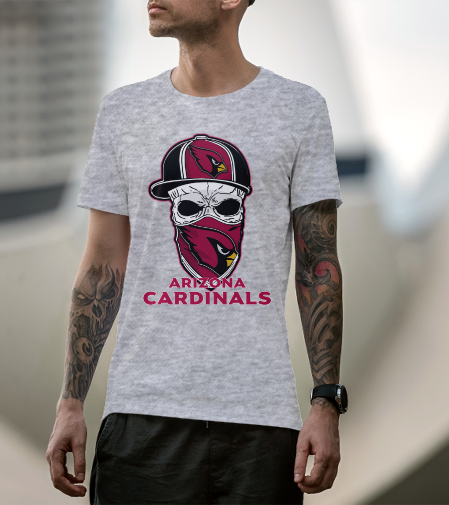 Arizona Cardinals Skull Hat T-Shirt