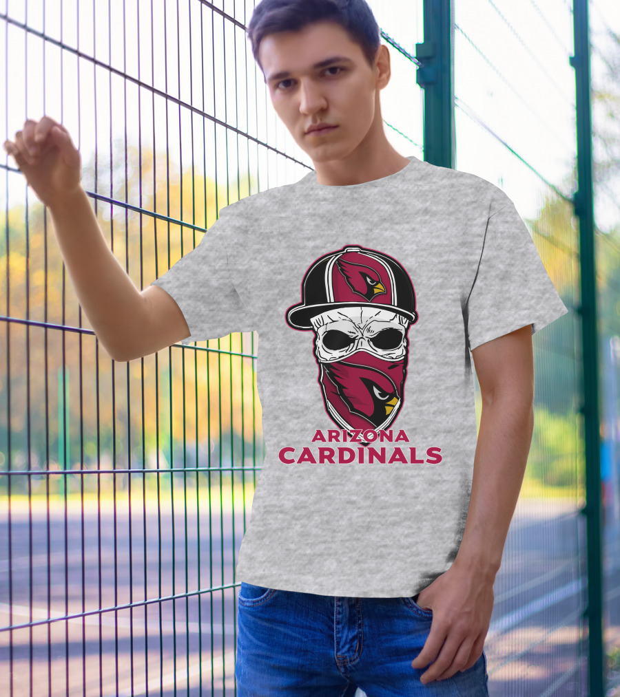 Arizona Cardinals Skull Hat T-Shirt