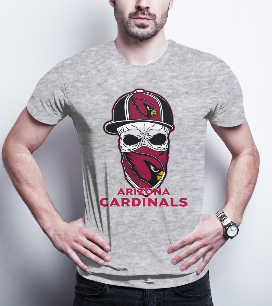 Arizona Cardinals Skull Hat T-Shirt