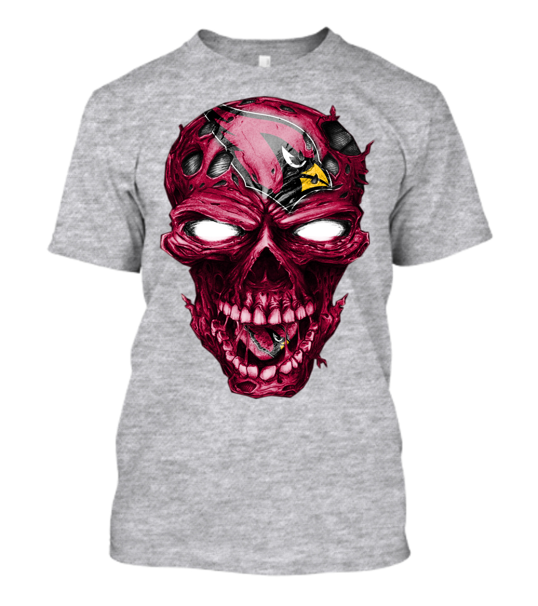 Skull V2 Arizona Cardinals Logo Fusion T-Shirt