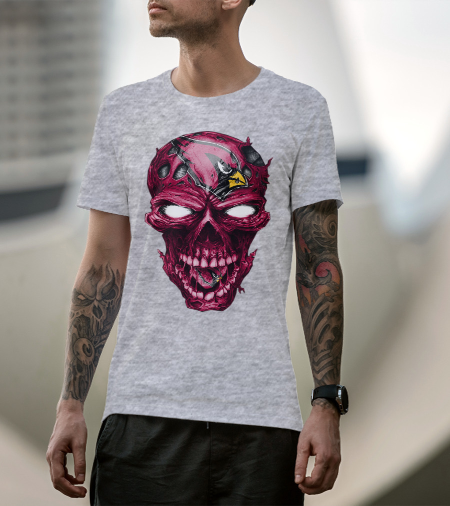 Skull V2 Arizona Cardinals Logo Fusion T-Shirt