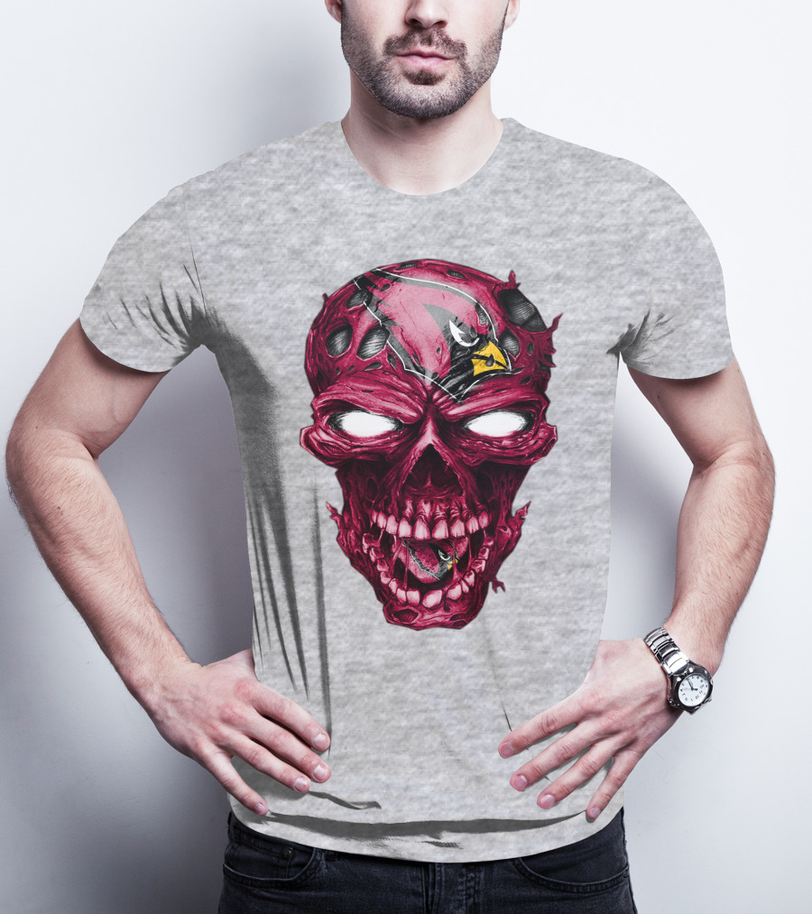 Skull V2 Arizona Cardinals Logo Fusion T-Shirt