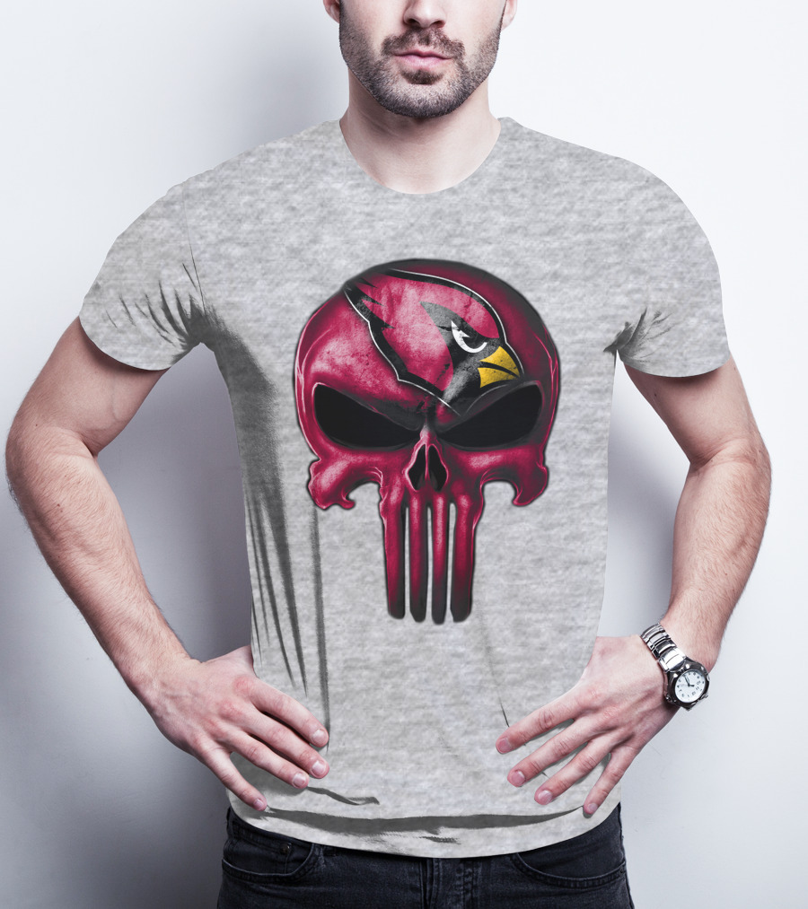 Skull Arizona Cardinals Logo Face T-Shirt
