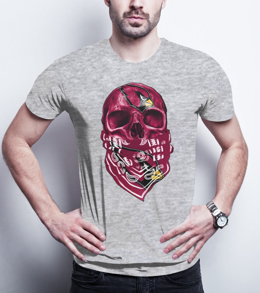 Arizona Cardinals Skull Bandana V5 T-Shirt