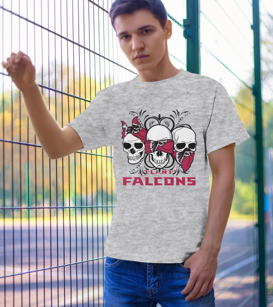 3 Skull Atlanta Falcons Bandana T-Shirt