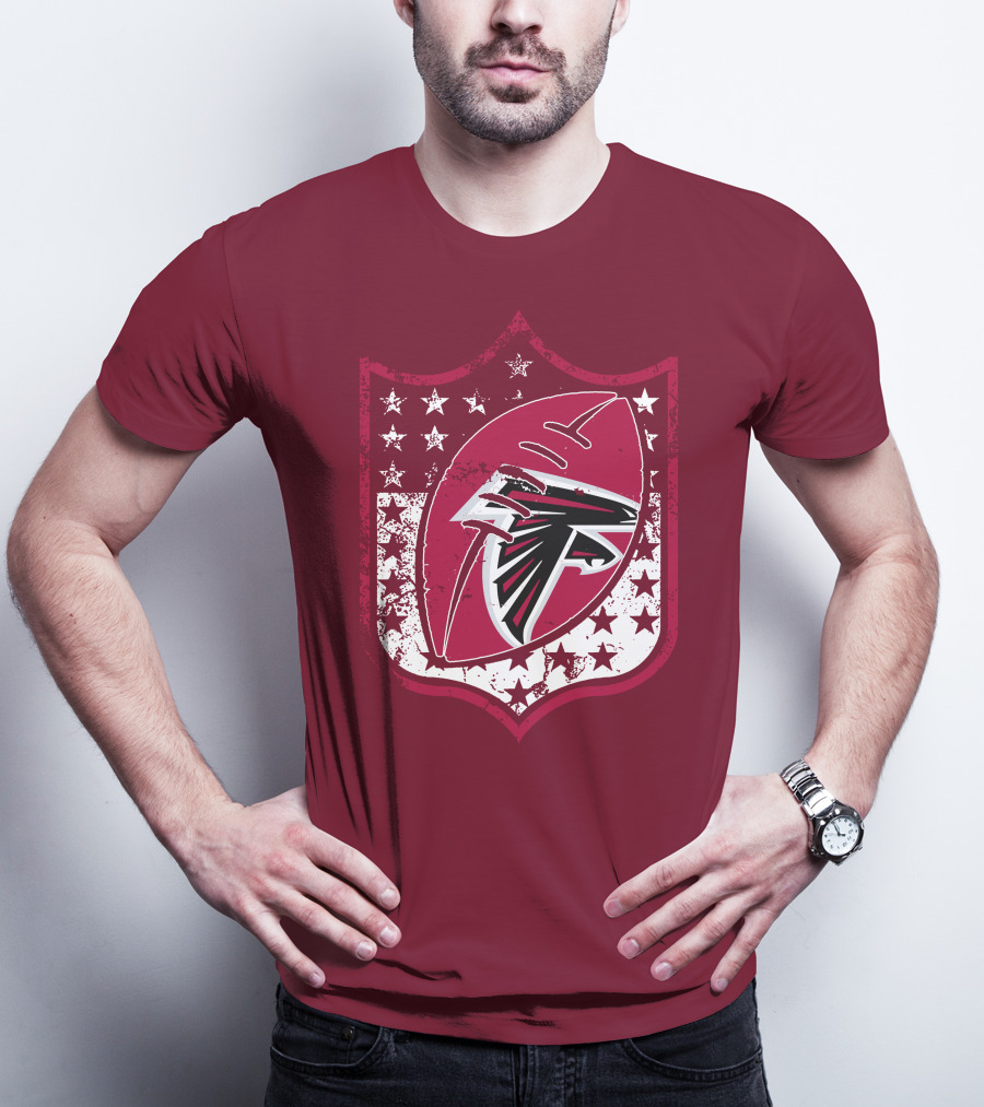 Atlanta Falcons Nfl Logo Shield 42 Red Football Stars T-Shirt