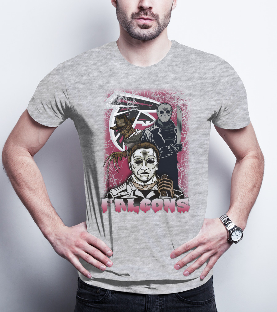 Atlanta Falcons Horror Villains Michael Myers Freddy Krueger Jason Voorhees T-Shirt