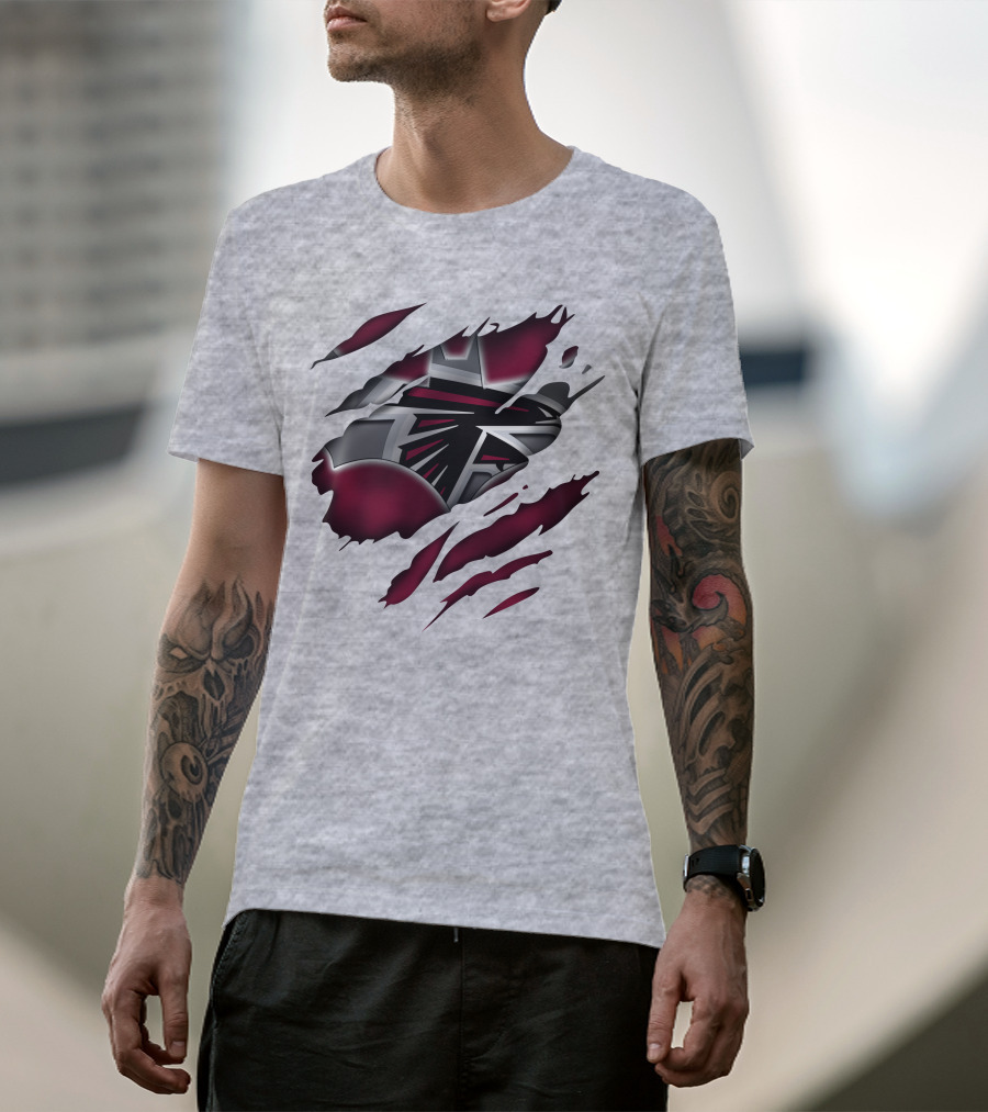 Atlanta Falcons Logo Ripped Claw Marks T-Shirt