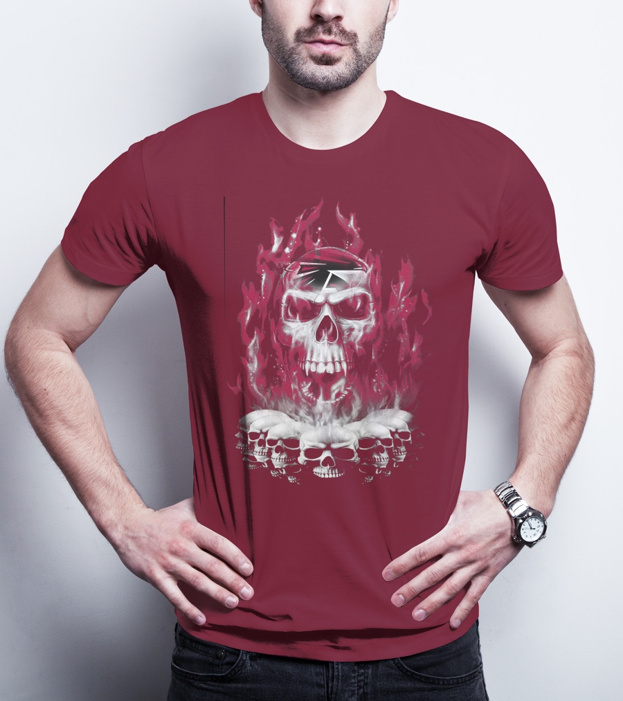 Atlanta Falcons 57 Flaming Skull T-Shirt