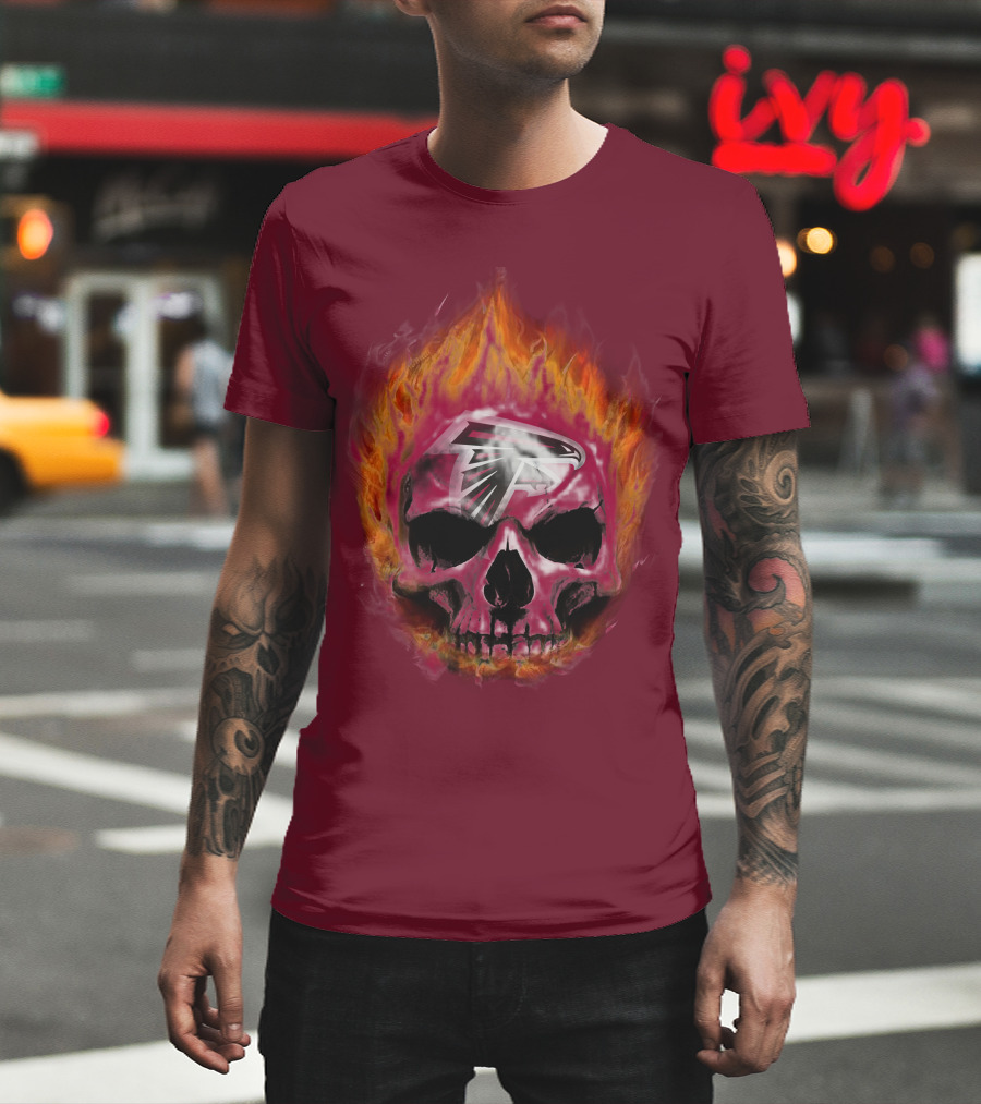 Atlanta Falcons Flaming Skull T-Shirt