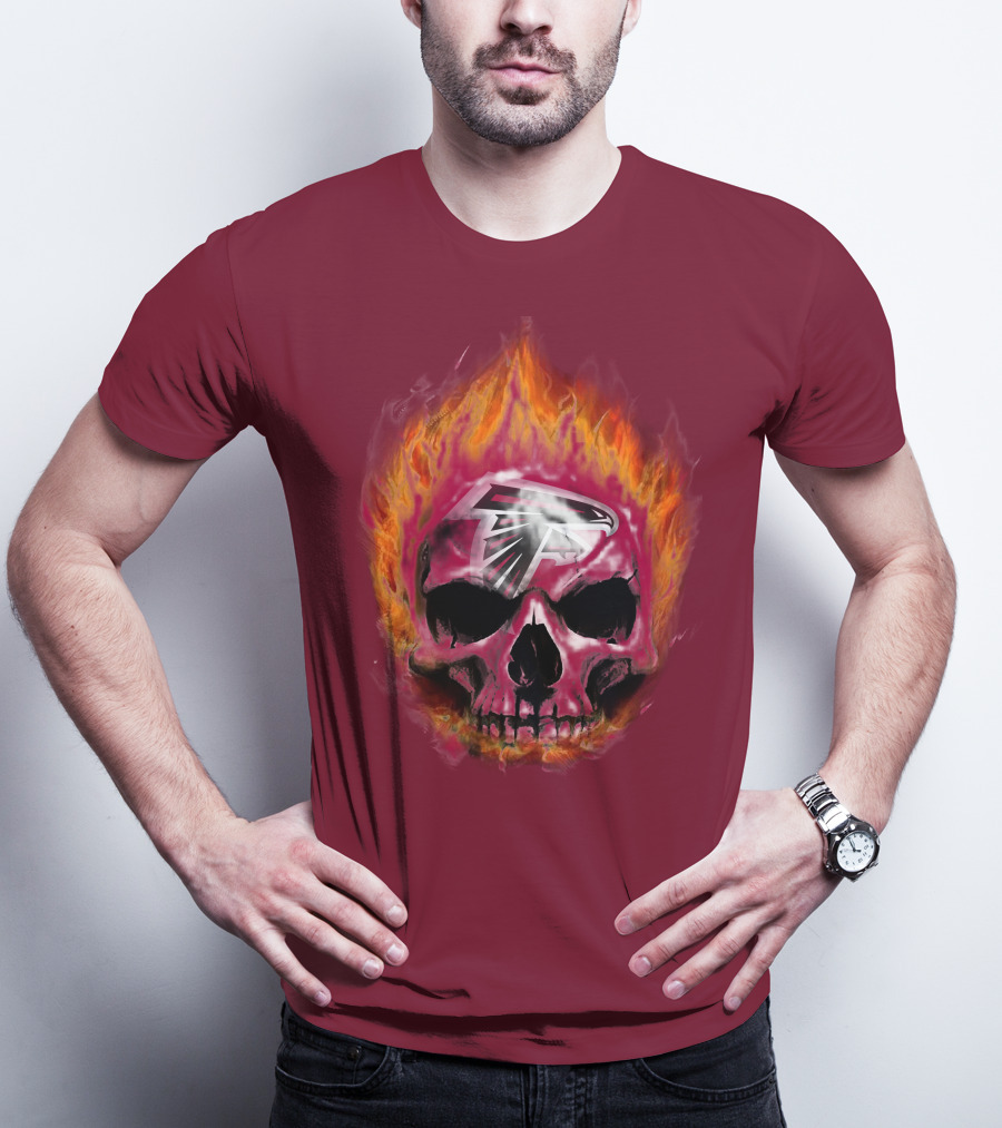 Atlanta Falcons Flaming Skull T-Shirt
