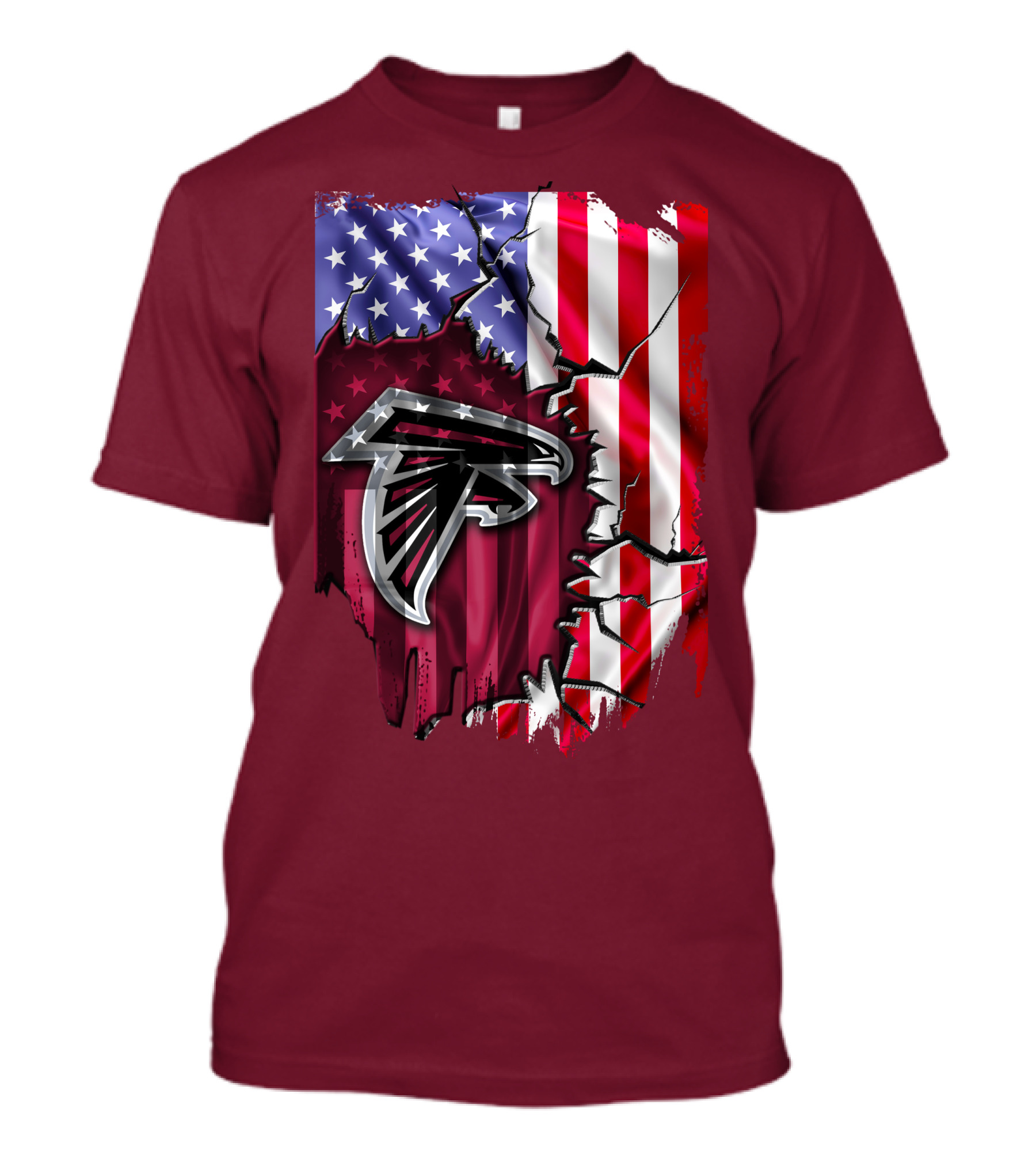 American Flag With Atlanta Falcons Logo And Cracked Design Mix T-Shirt