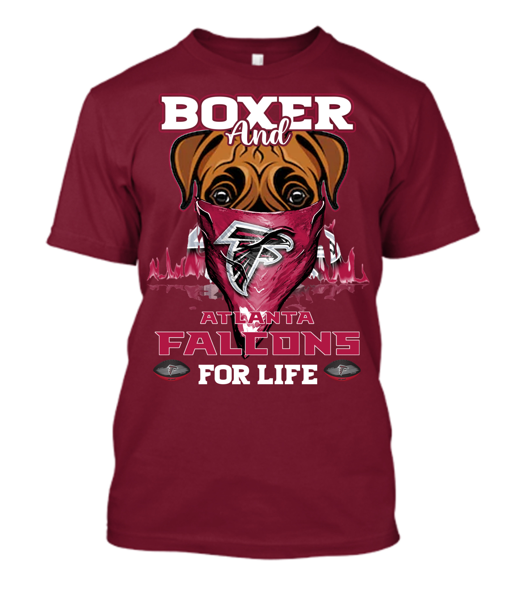Boxer And Atlanta Falcons For Life T-Shirt