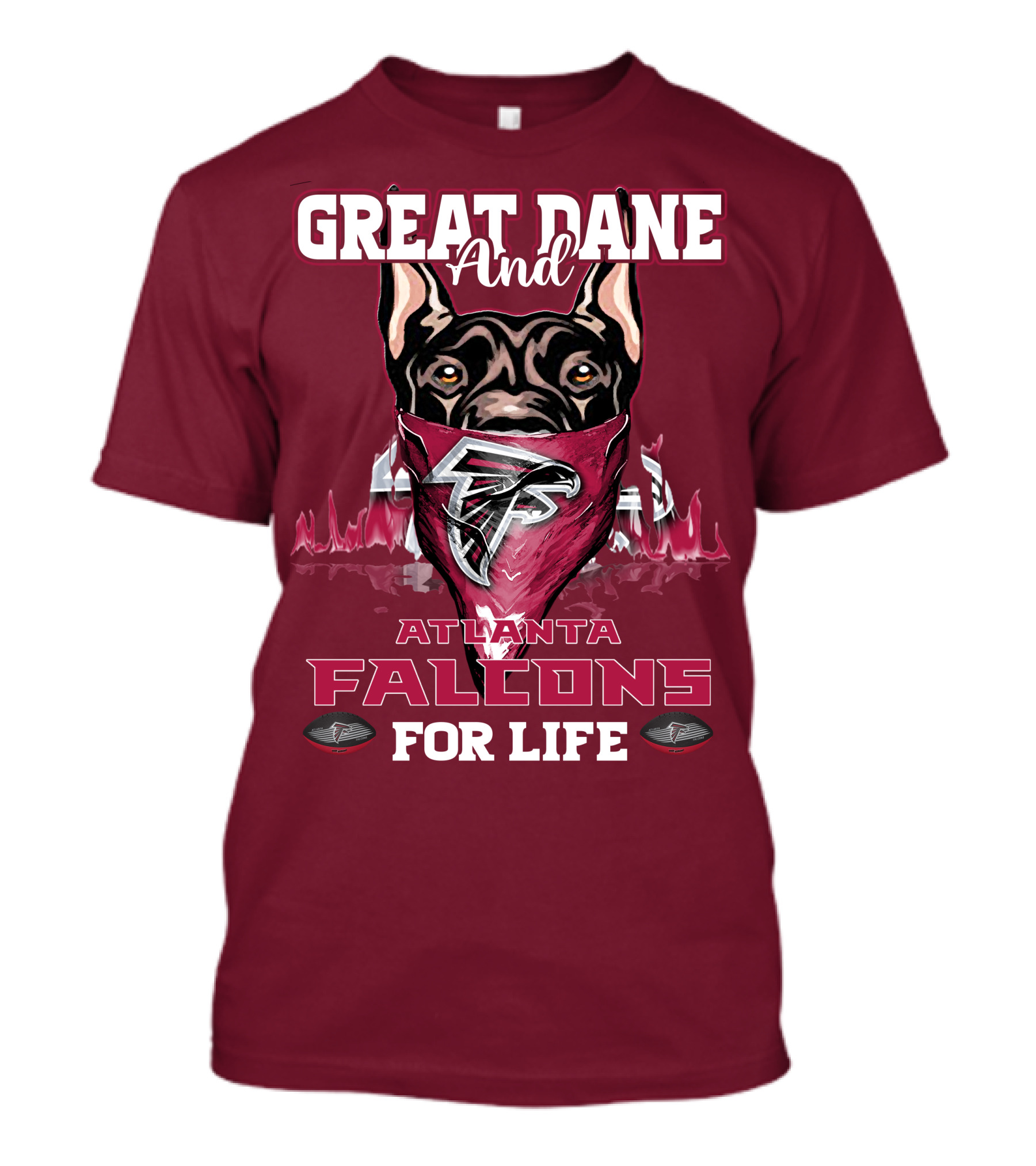 Great Dane And Atlanta Falcons For Life T-Shirt