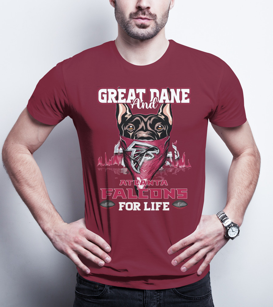 Great Dane And Atlanta Falcons For Life T-Shirt